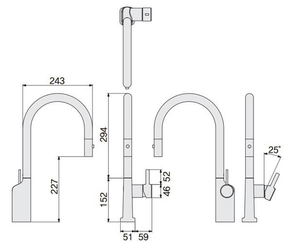 주방가전 전문업체 덕인 : 하츠 FC-UB100 마레201 싱크 주방 수전 무광 니켈 FCUB100