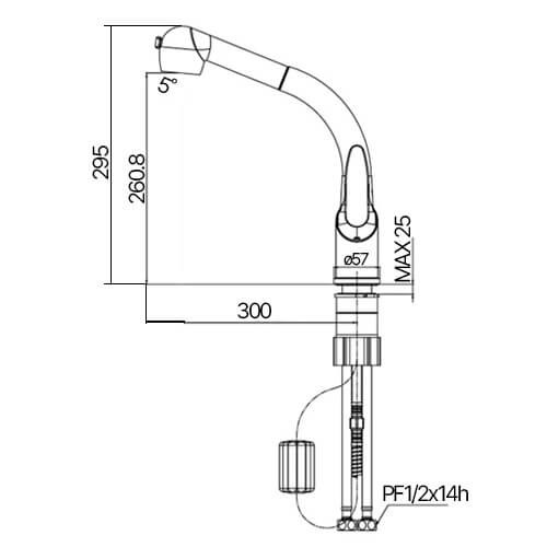 주방가전 전문업체 덕인 : 미륭이엔씨 ML2609 주방 수전 ML-2609